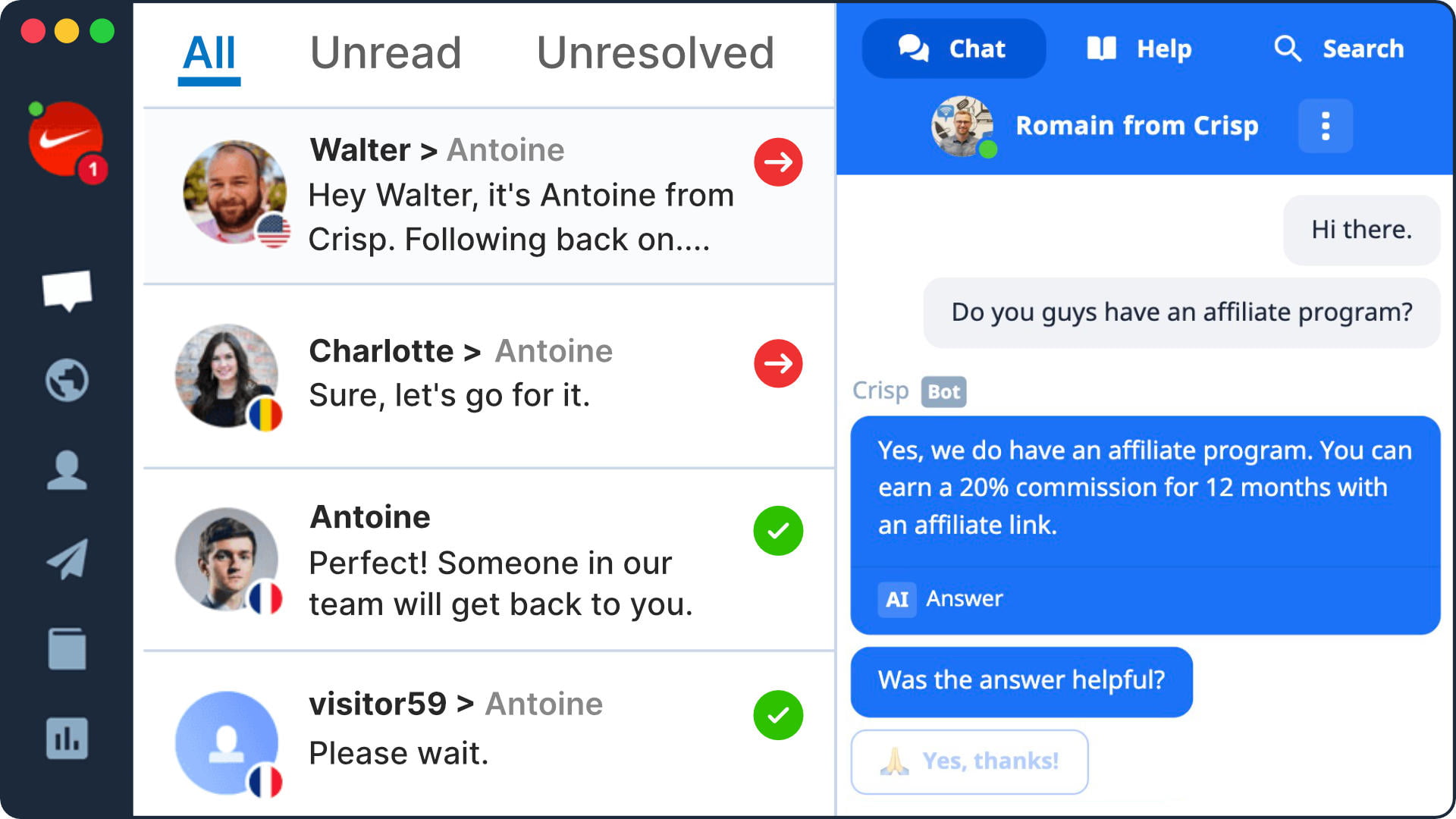 Crisp.Chat | Provide awesome customer support with chat.