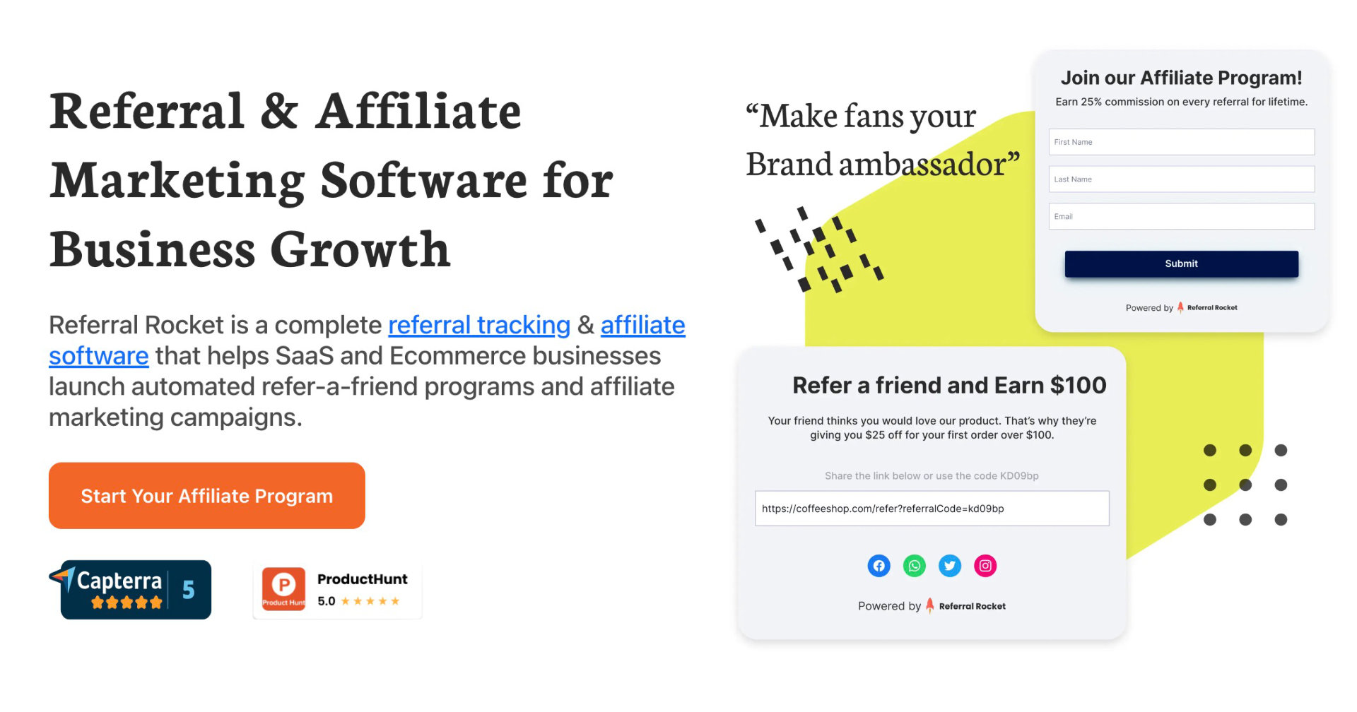 Referral Rocket | Affiliate Software for SaaS, Ecommerce